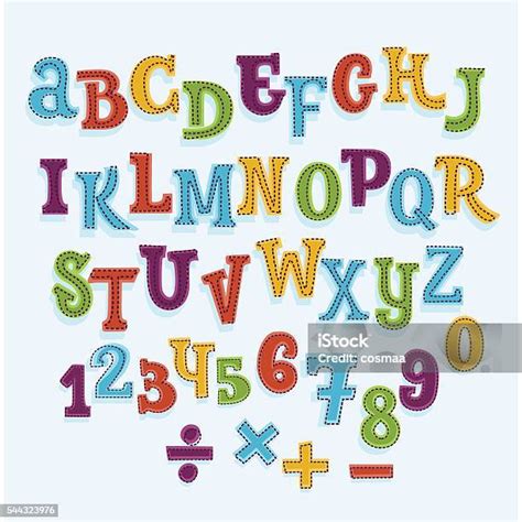 Kartun Font Huruf Dan Angka Terisolasi Ilustrasi Stok Unduh Gambar