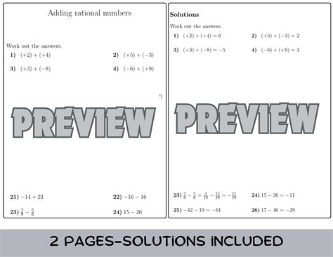 Rational Numbers Worksheet Adding And Subtracting Integers And