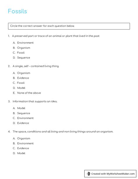 Fossils My Worksheet Maker Create Your Own Worksheets