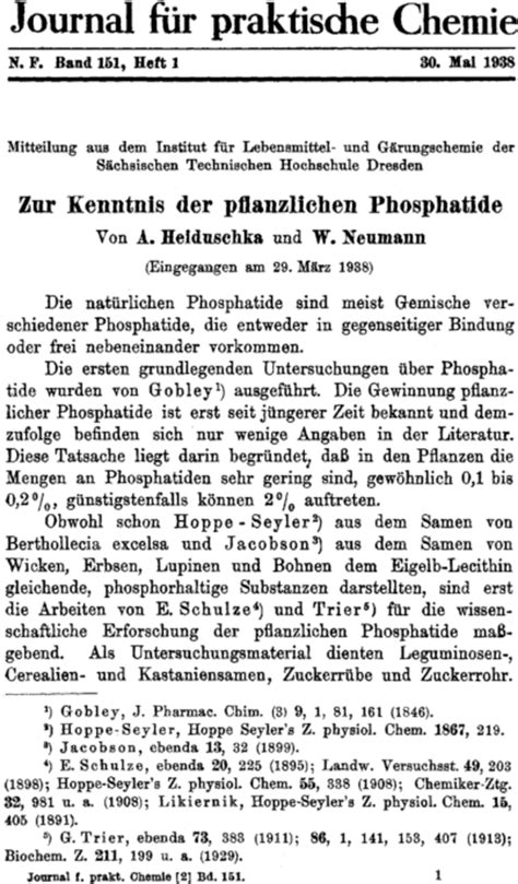Zur Kenntnis Der Pflanzlichen Phosphatide Heiduschka 1938 Journal
