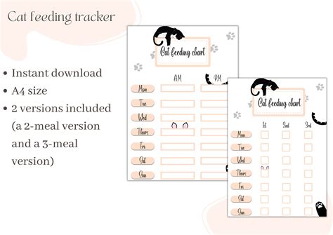 Printable Cat Feeding Chart Etsy