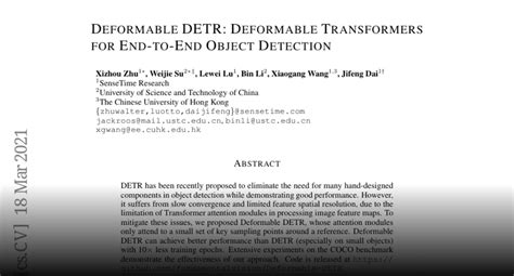 Paper Page Deformable Detr Deformable Transformers For End To End