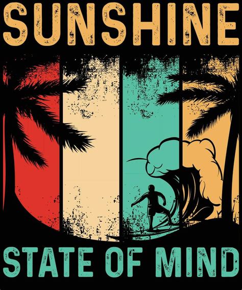 Sunshine State Of Mind Surfing T Shirt Design Vector Art At