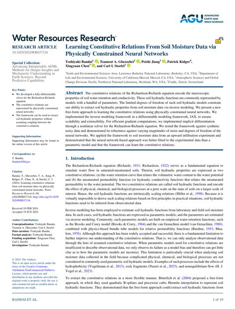 PDF Learning Constitutive Relations From Soil Moisture Data Via Physically Constrained Neural