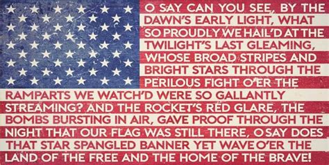 American Flag Star Spangled Banner Lyrics Metal Sign 24 X 12 Inches