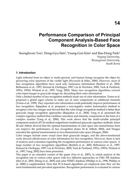 Pdf Performance Comparison Of Principal Component Analysis Based Face