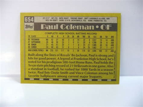 Mavin Topps Baseball Card PAUL COLEMAN St Louis Cardinals OF