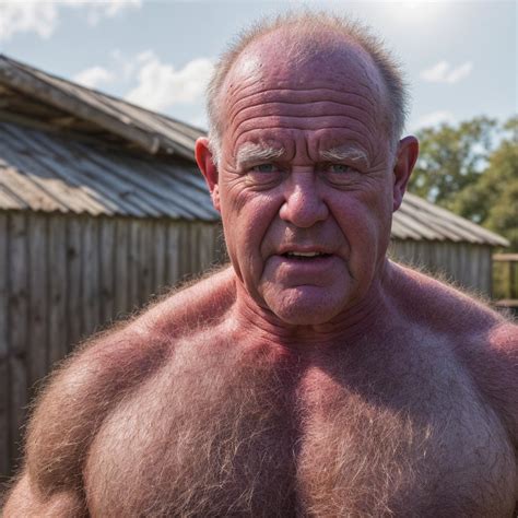 Hairy Farmer Daddy Outdoors Working Shirtless Rhairybearmuscledaddy