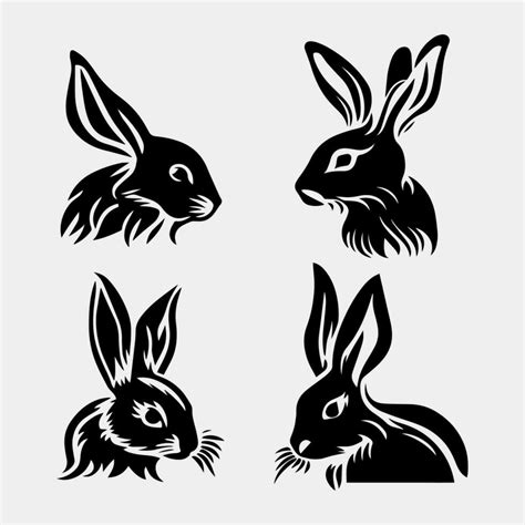 Set Of Rabbit Head Vector Logo 23289251 Vector Art At Vecteezy