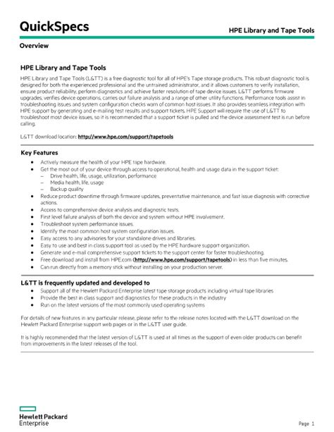 Hpe Library And Tape Tools Quickspecs