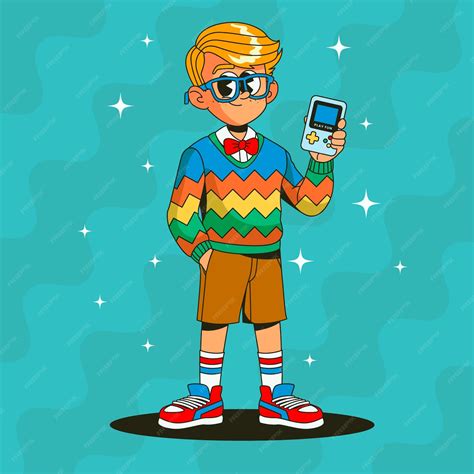 Free Vector Hand Drawn Nerd Cartoon Illustration
