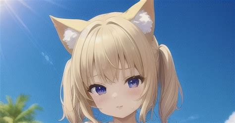 水着 プールにいる金髪猫耳ちゃん たいこータイツ好きのイラスト Pixiv