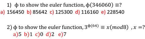Solved 1 ϕ To Show The Euler Function ϕ346060≡ 156450