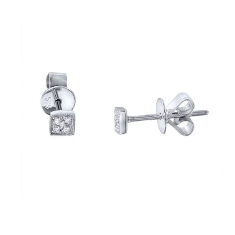 Natural 003 Ctw Diamond Earrings 14k White Gold Ref 15t3x