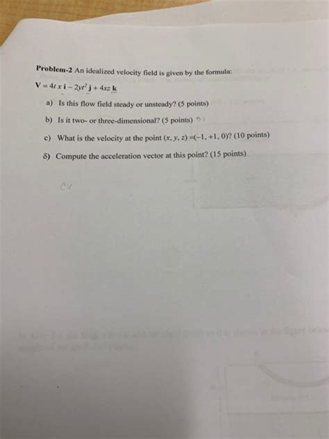 solved problem 2 an idealized velocity field is given by the