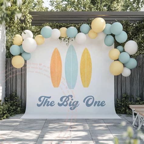 The Big One Surf Party Backdrop The Big One Banner The Big One 1st