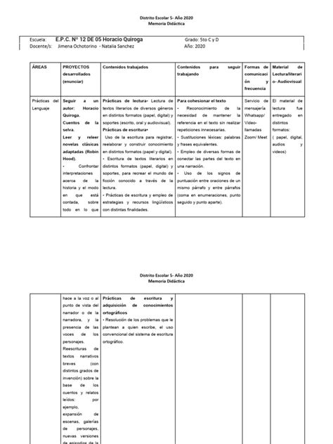 5to C Y D Memoria Didáctica 2020 Pdf