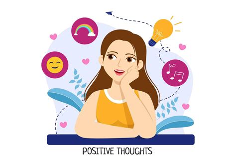 Positives Thoughts Vector Illustration With Thinking Positive As A Mindset In Symbolizing