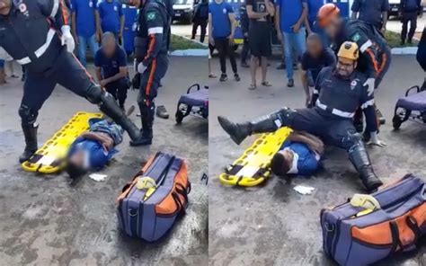 Socorrista do Samu cai sobre paciente durante atendimento e vídeo