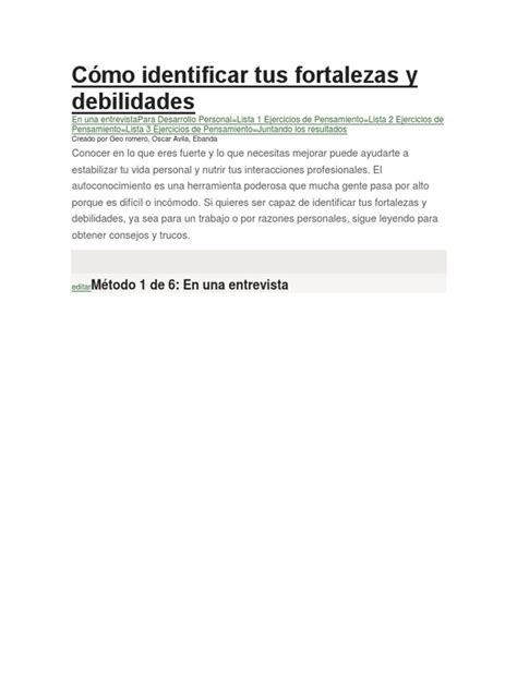 Cómo Identificar Tus Fortalezas Y Debilidades Conocimiento Creatividad