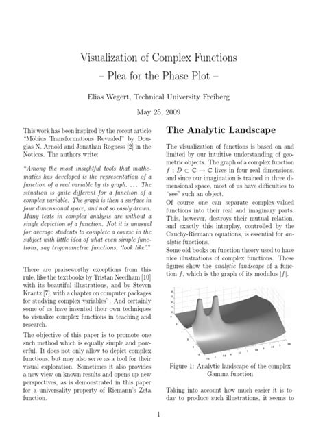 Visualization Of Complex Functions Pdf Pdf Complex Number