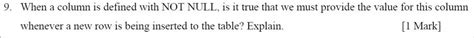 Solved When A Column Is Defined With NOT NULL Is It True Chegg