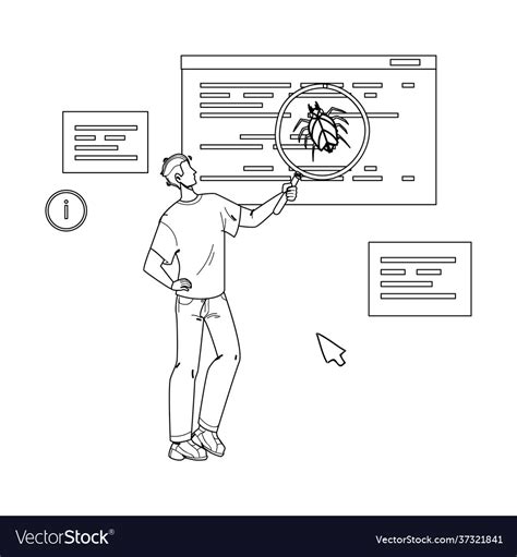 software testing program on bug and errors vector image
