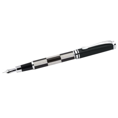 Penna Stilografica In Metallo Con Decoro A Scacchi CR Shop