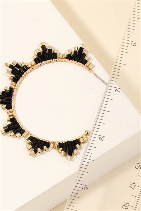 Iv Seed Beaded Fringe Hoop Earrings