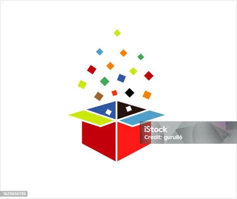 Kotak Terbuka Kreatif Bentuk Piksel Ikon Vektor Simbol Desain Ilustrasi