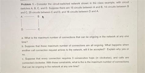 Solved Problem Consider The Circuit Switched Network Chegg