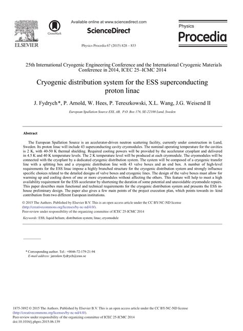 Pdf Cryogenic Distribution System For The Ess Superconducting Proton