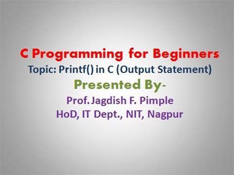 Lecture Input Output Statement In C Programming Printf Statement Printf Function YouTube
