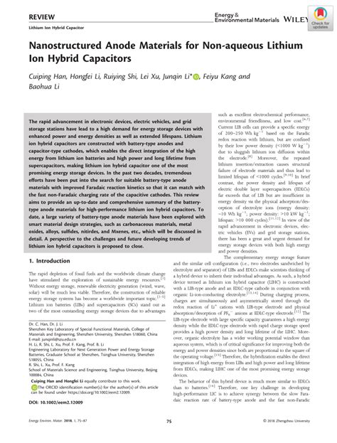 Pdf Nanostructured Anode Materials For Non Aqueous Lithium Ion Hybrid Capacitors