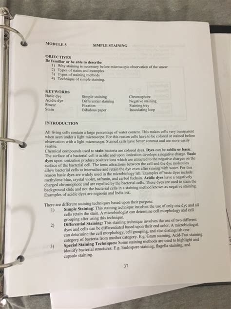 Solved MODULE S SIMPLE STAINING OBJECTIVES Be Familiar Or Be Chegg