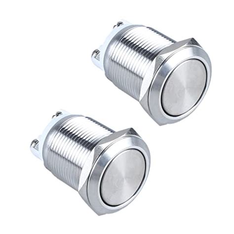 Snapklik Com 2pcs 19mm Latching Metal Push Button Switch Waterproof IP66 Anti Vandal IK09 For
