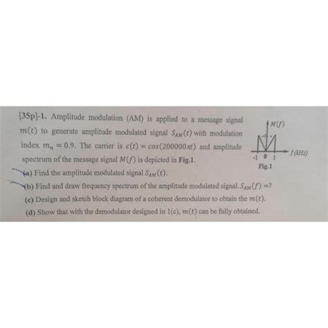 Solved [35p] 1 ﻿amplitude Modulation Am ﻿is Applied To A