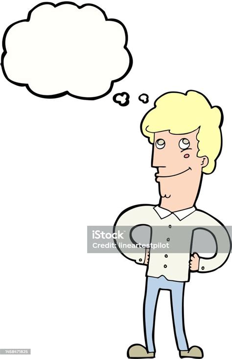 Cartoon Happy Man With Thought Bubble Stock Illustration Download