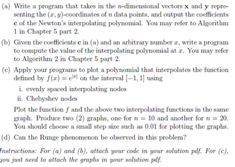 Solved A Write A Program That Takes In The N Dimensional
