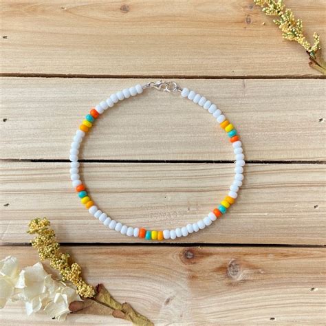 Citrus Beaded Anklet Seed Bead Anklet Beach Anklet Ankle Bracelet