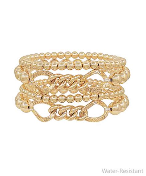 Chain Link Beaded Bracelet Set Purple Door Boutique