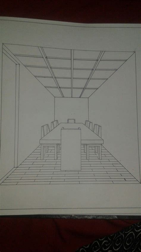 Perspective Drawing Of A Dining Area
