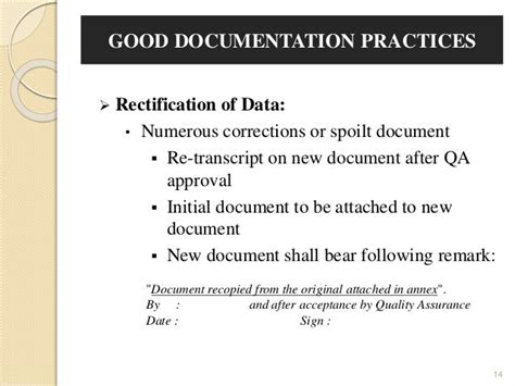Gmp Good Documentation Practices