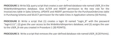 Solved Procedure 1 Write Sql Query Script That Creates A