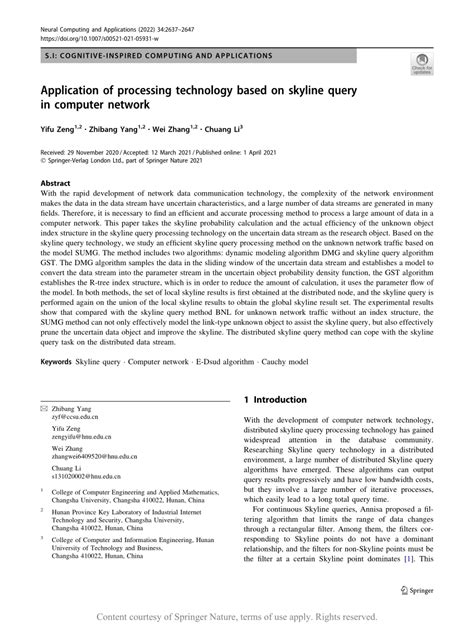 Application Of Processing Technology Based On Skyline Query In Computer