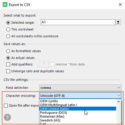 How To Export Excel Tables To Csv With Any Delimiter And Encoding