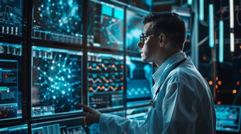Premium Photo Scientist Describes Project He Works On Background Shows Working Neural