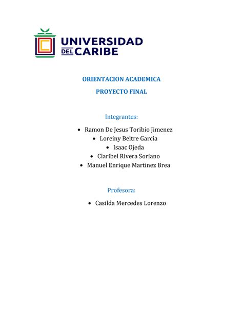 Trabajo Final Orientacion Administracion De Empresas ORIENTACION ACADEMICA PROYECTO FINAL