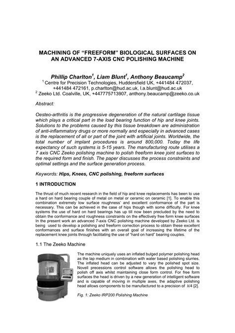 Pdf Machining Of Freeform Biological Surfaces On An Advanced 7 Axis