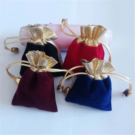 100pcs Phnom Penh Gold Bead Velvet Bag Jewellery Pouch Gift Bags